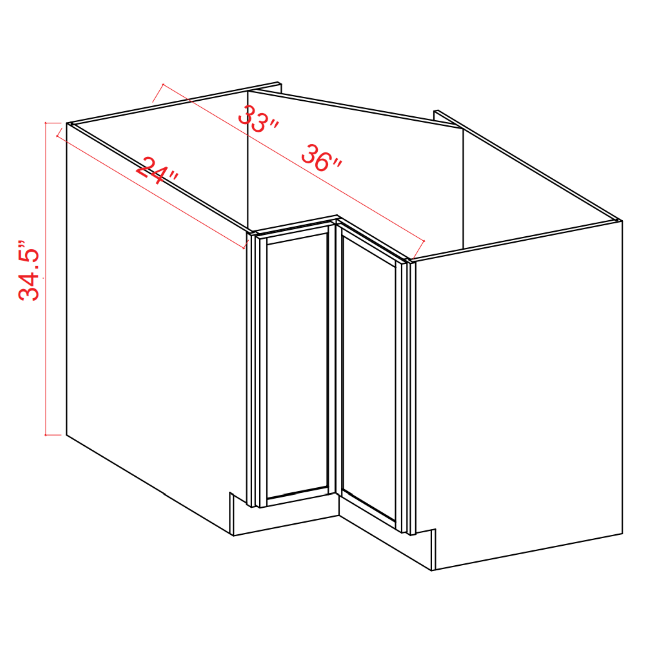 Slim Shaker White Oak Easy Reach Base Cabinet - 36"W x 34-1/2"H - 1D P